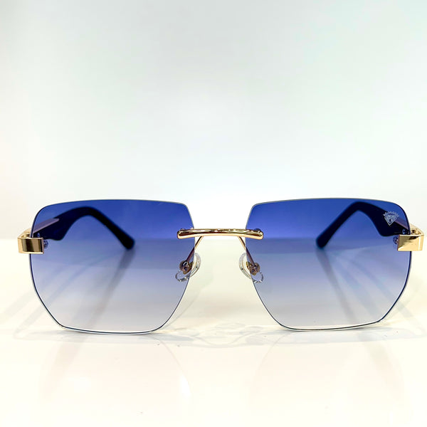 Dubai Glasses - gold plated - Blue shade – Sehgal Juwelier